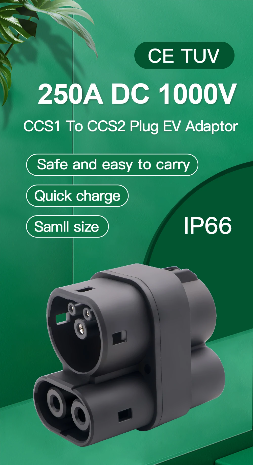 250A 62196-3 Adapter Electric Vehicles Charging Adapter EV Connector Socket CCS1 to CCS2 Adapter ...