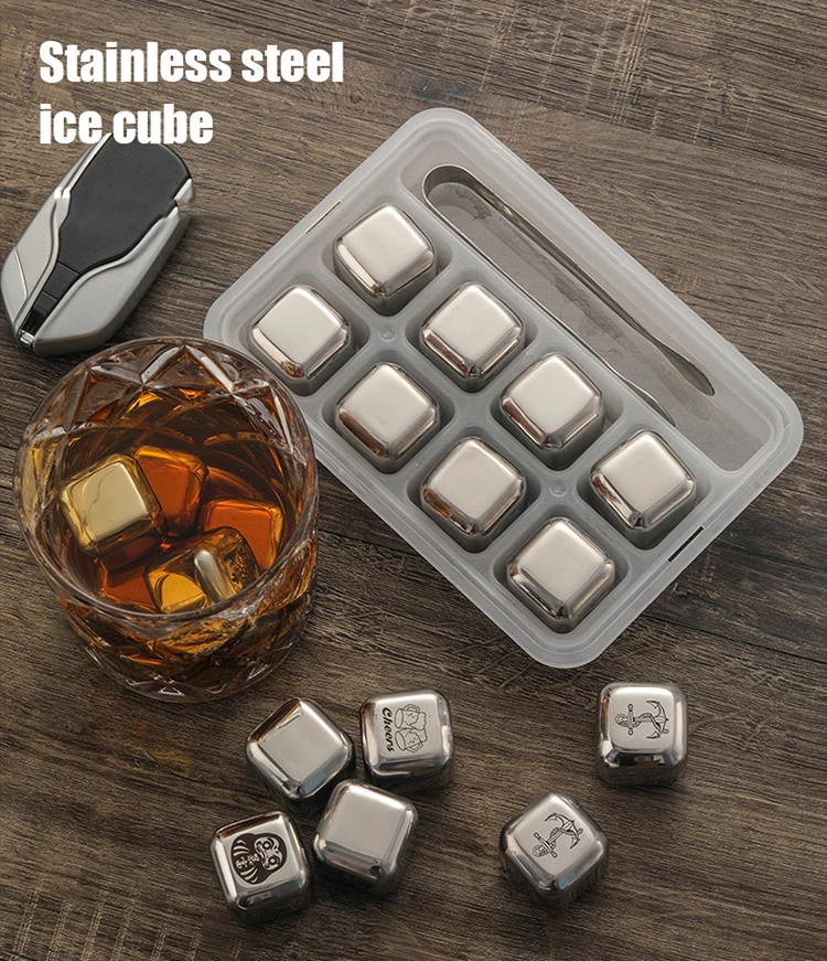 Whiskey Stainless Steel Reusable Chilling Wine Stone Customized Ice Cube - Buy Shipping Eco ...