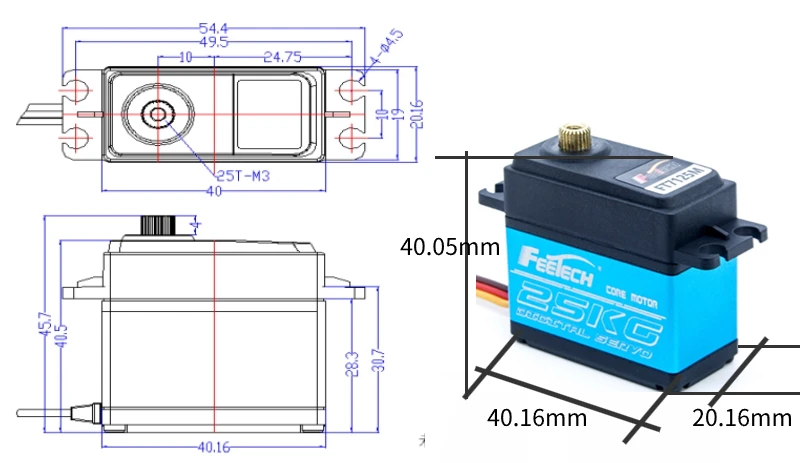 25kg Digital Servo Full Metal Gear 7.4v High Torque Waterproof With 25t Servo Arm For Rc Car ...