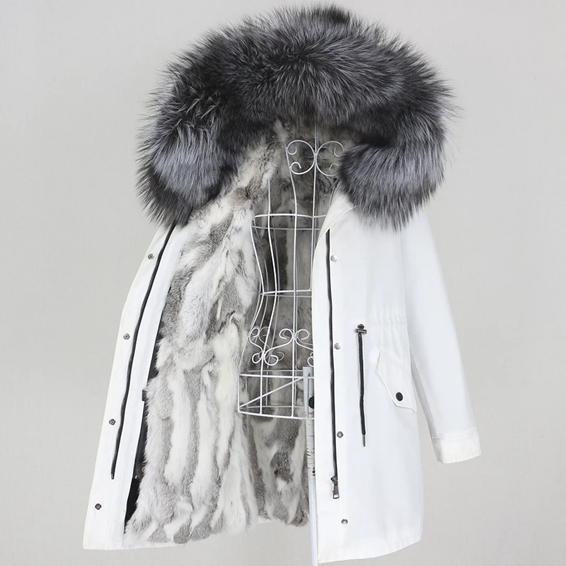 Oftbuy 2024 Long Waterproof Parka Natural Raccoon Fox Fur Collar Hood Real Rabbit Fur Liner Coat ...
