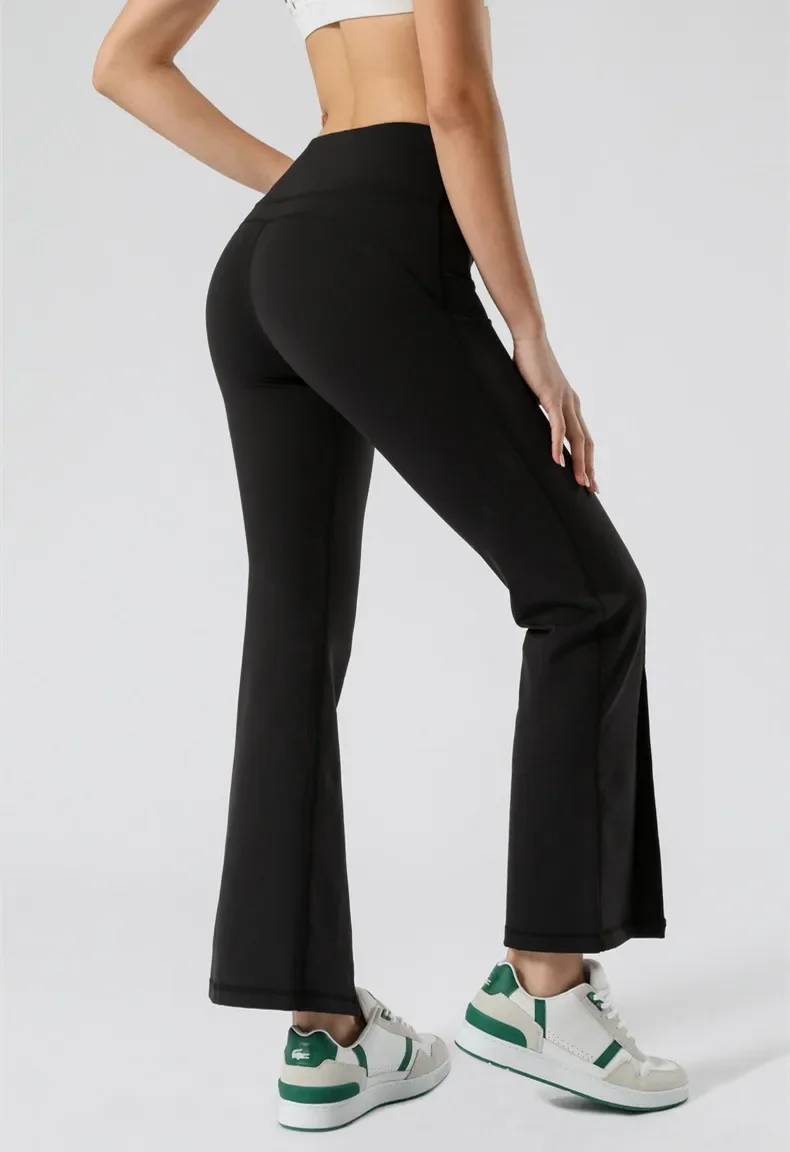 High Quality Sexy High Waisted Yoga Flared Pants Hip Lifting Pants Dance Fitness Sports Front ...