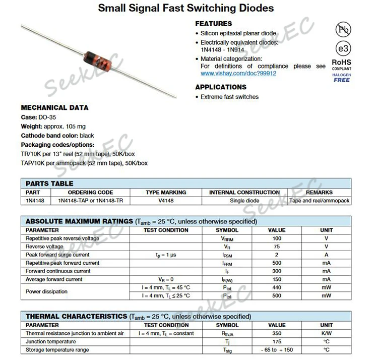 1n4148 Diode Zener 4148 Dip Sod-123 Sod323 St4148 In4148 1n4148w 1n4148ws Smd Diode 1n4148 - Buy ...