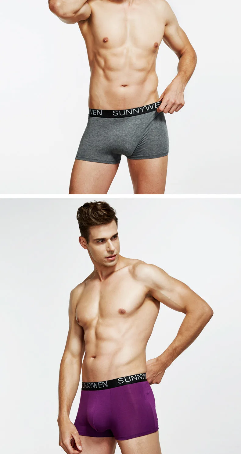 7pcs Lotmens Underwear Sexy Boxer Shorts Modal Solid Color Business