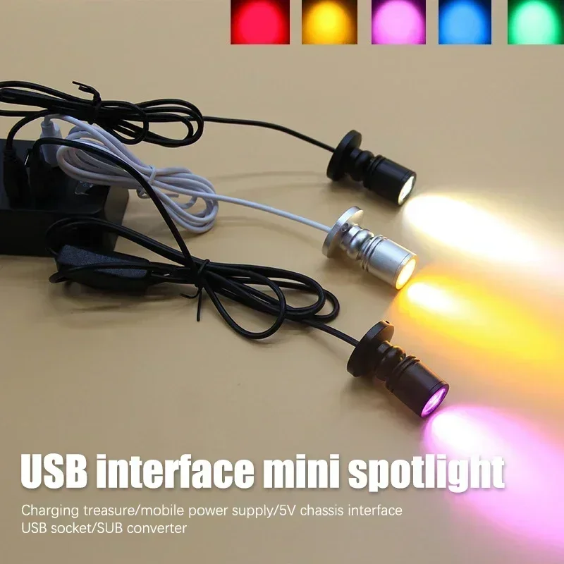 USB 5V LED Spot Light 1W 3W Surface Mounted Cabinet Showcase Counter Rotatable Angle Mini ...