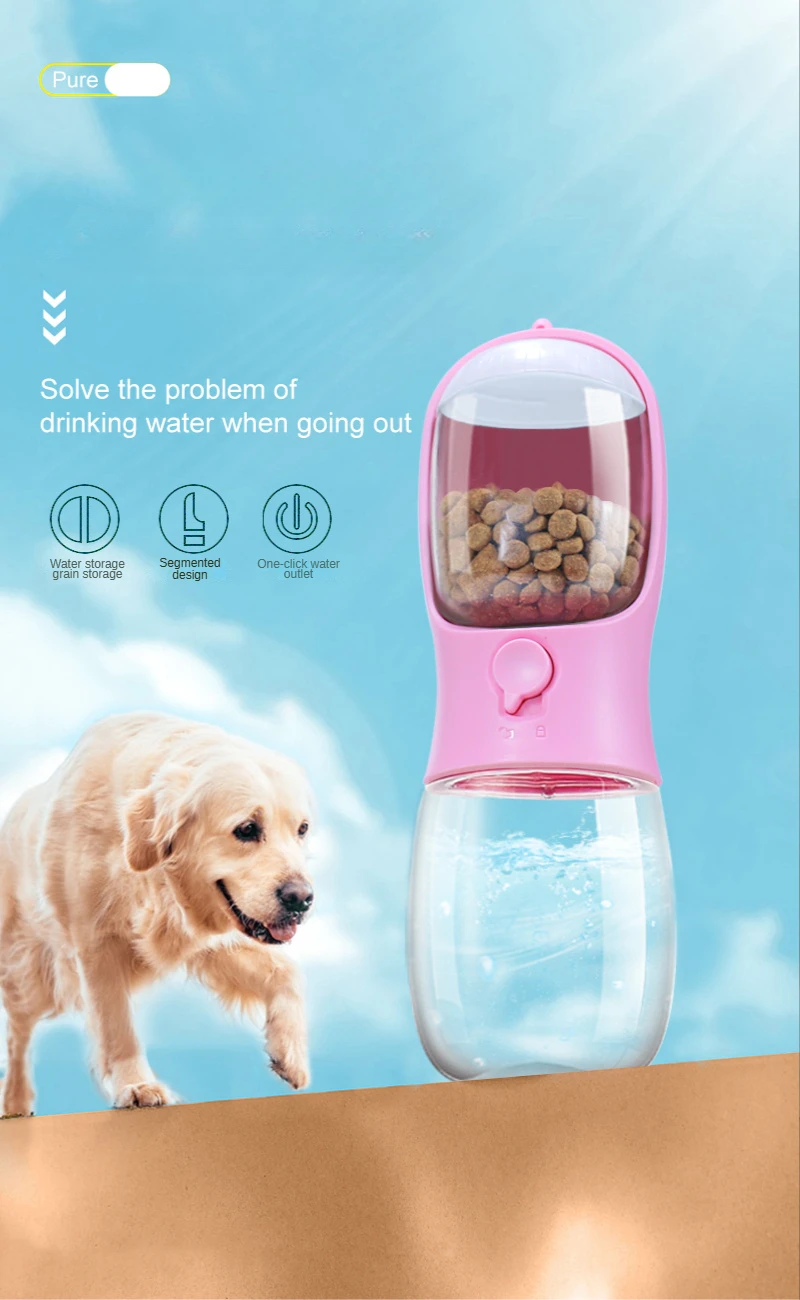 Pet Two-in-one Water Food Cup Portable Bottle for Cats and Dogs| Alibaba.com