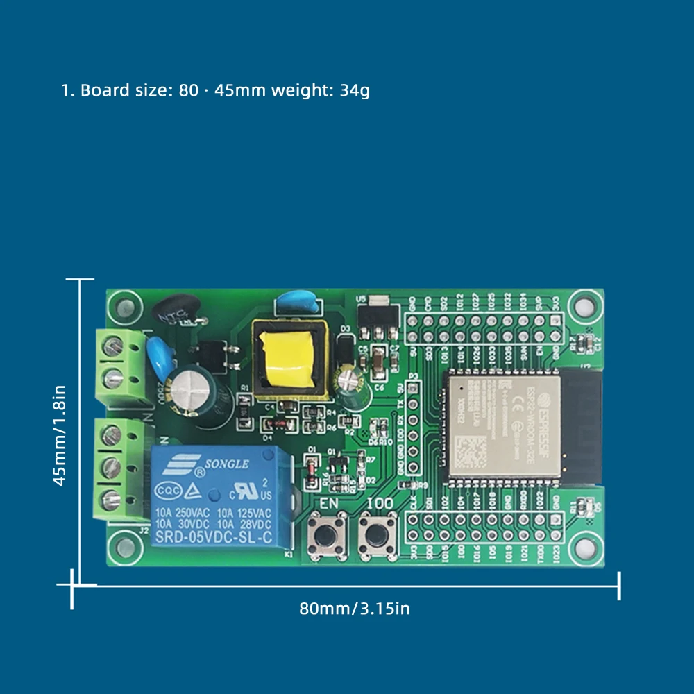 Esp32 Single Relay Development Board Ac90-250v Esp32 Development Board I/o Port Uart Program ...