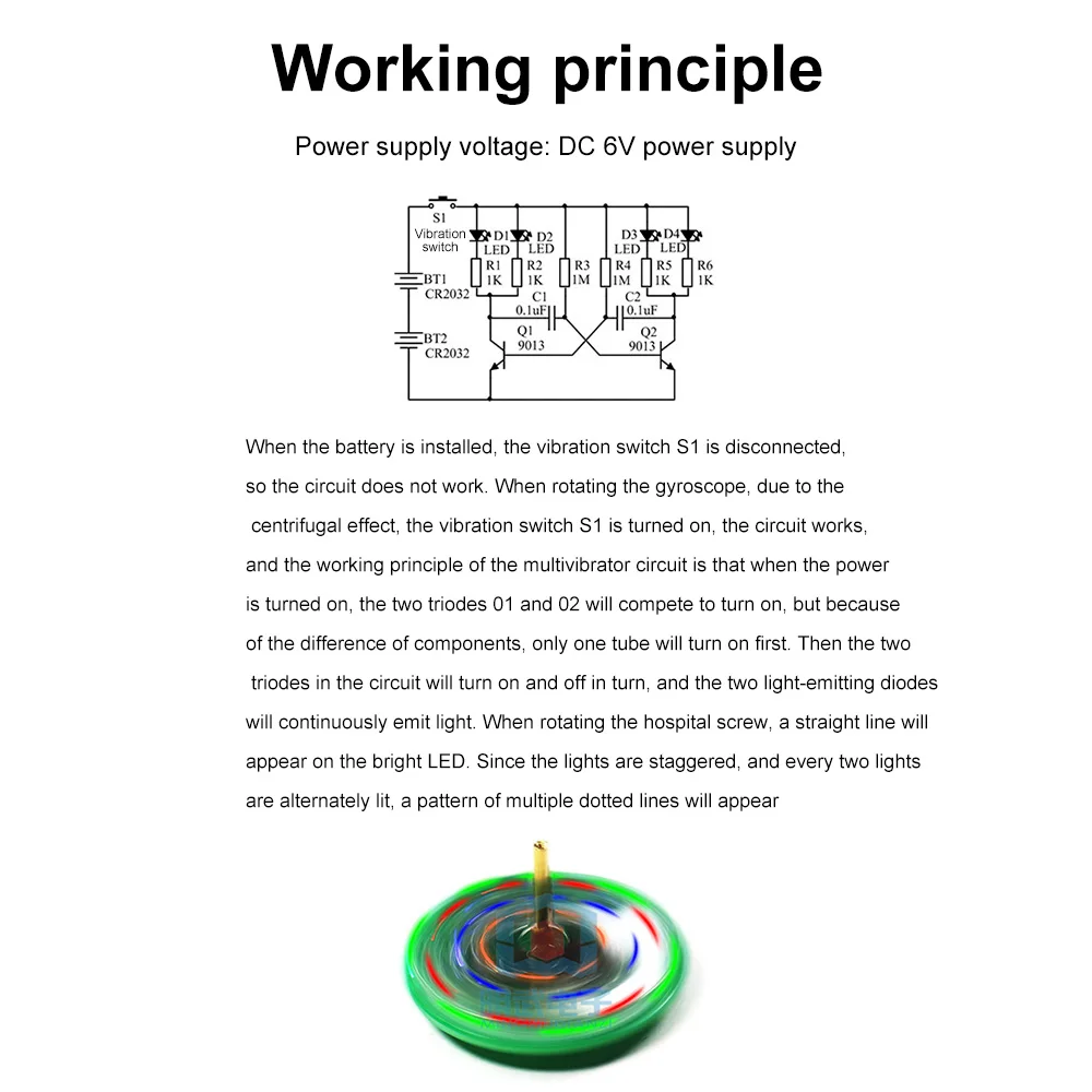 Diymore DIY Electronic Kit - LED Gyro Rotating Lantern