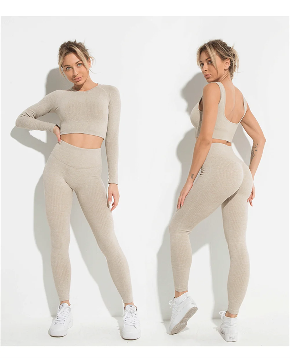 Seamless Women's Sportswear Yoga Set Workout Clothes Athletic Wear Sports Gym Legging Fitness ...