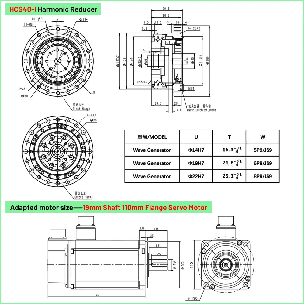 Harmonic Reducer Harmonic Drive Strain Wave Gear Replace CSG-2UH for Nema17 Nema23 Nema34 ...
