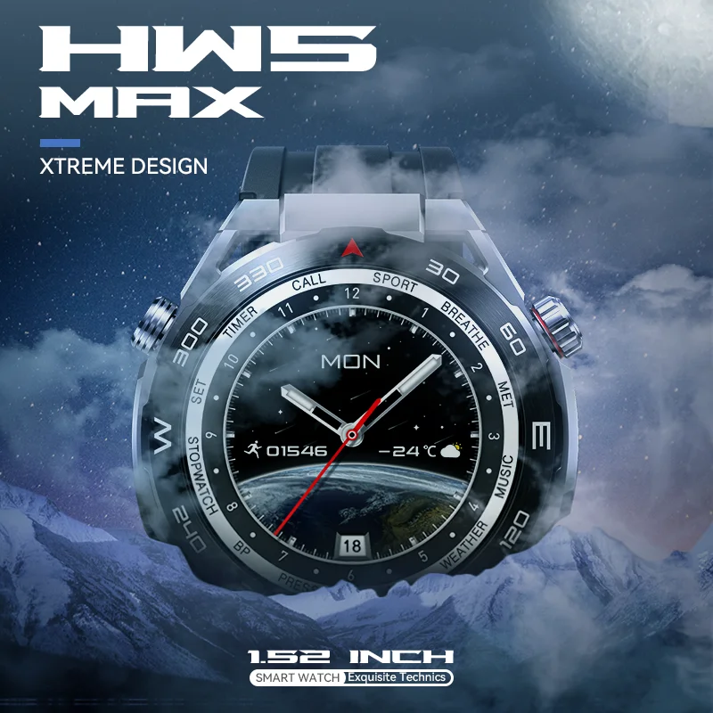 2024 Newest Hw5 Max Ecg Watch Non-invasive Blood Glucose Monitoring Temperature Blood Pressure ...