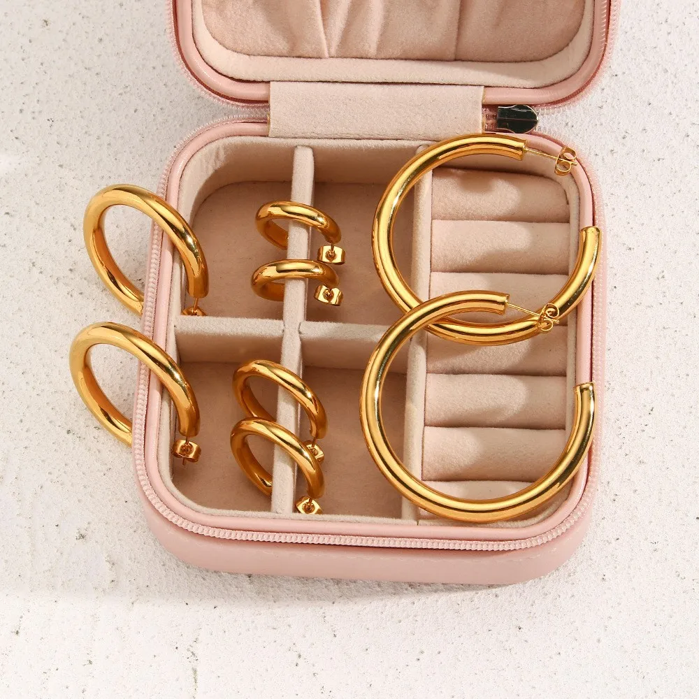 Charm 18k Gold Plated Earring Stainless Steel Jewelry Gift C-shaped Earrings Big Earrings Women ...