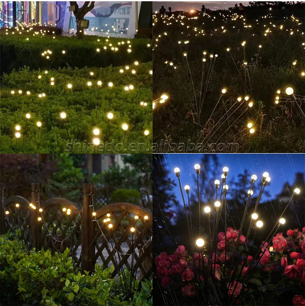 Outdoor Solar Pathway Light Waterproof 6/8/10 Heads Led Powered Swaying Firefly Lamp Starburst ...