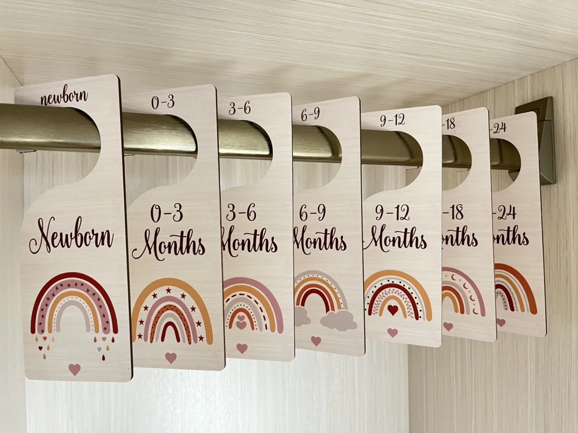 Boho Rainbow Nursery Clothes Organizers - Baby Hanger Signs