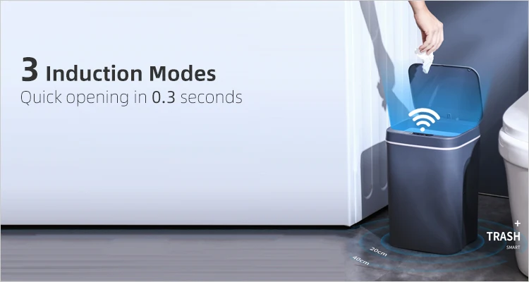 Modern Touchless Induction Garbage Can With Lid Smart Sensor Trash Can