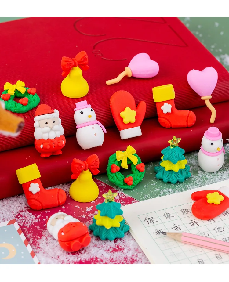 Hot Sell Mini Kawaii Eraser Cartoon Santa Christmas Tree School Office ...