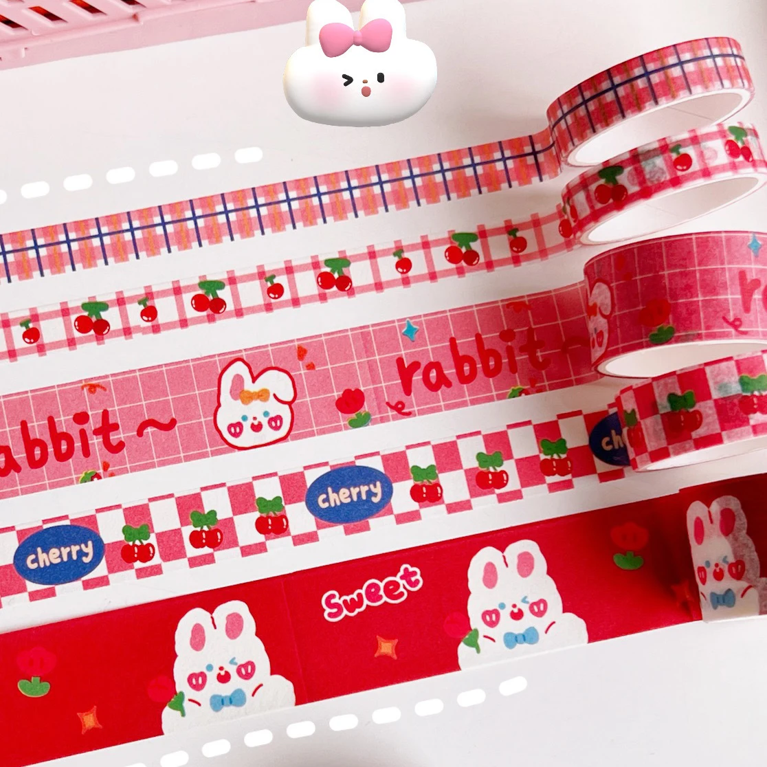 Kawaii A6 Binder Notebook Set Transparent Cute Rabbit Diary Journal Sticker Washi Tape ...