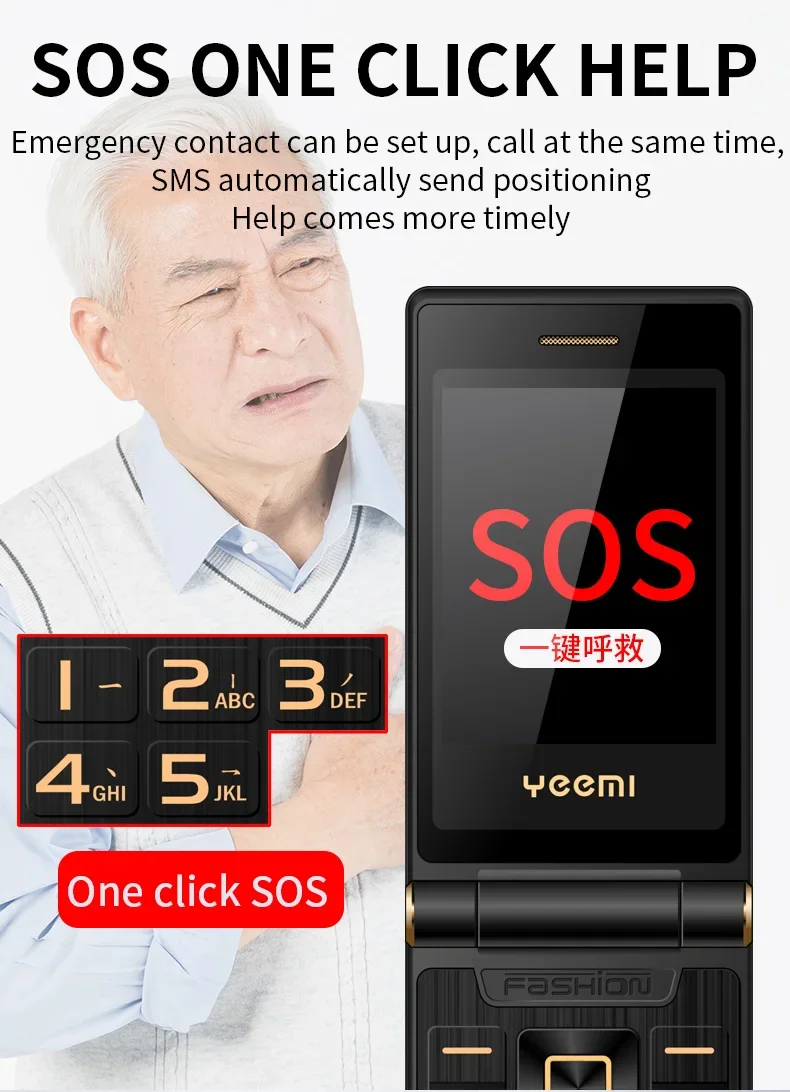YEEMI M1 GSM 2G Flip Mobile Phone for the Elderly - Dual Sim
