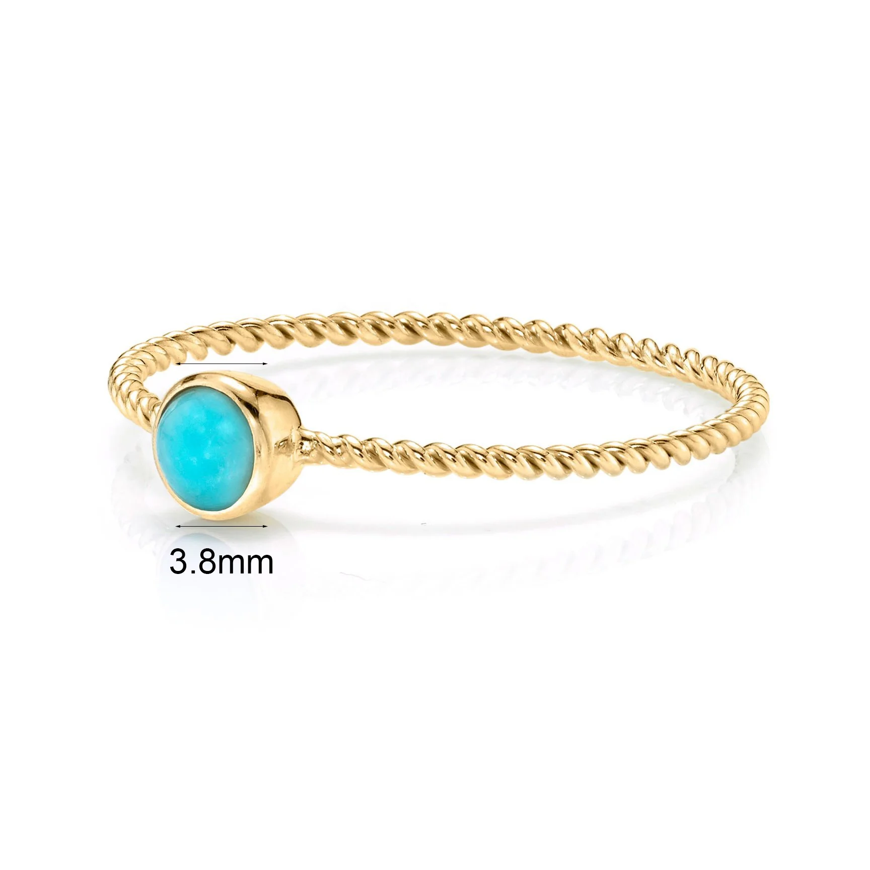 Custom Trendy Minimalist Oem 18k 14k 9k Real Solid Gold Bezel Twist Rope Natural Gemstoone ...
