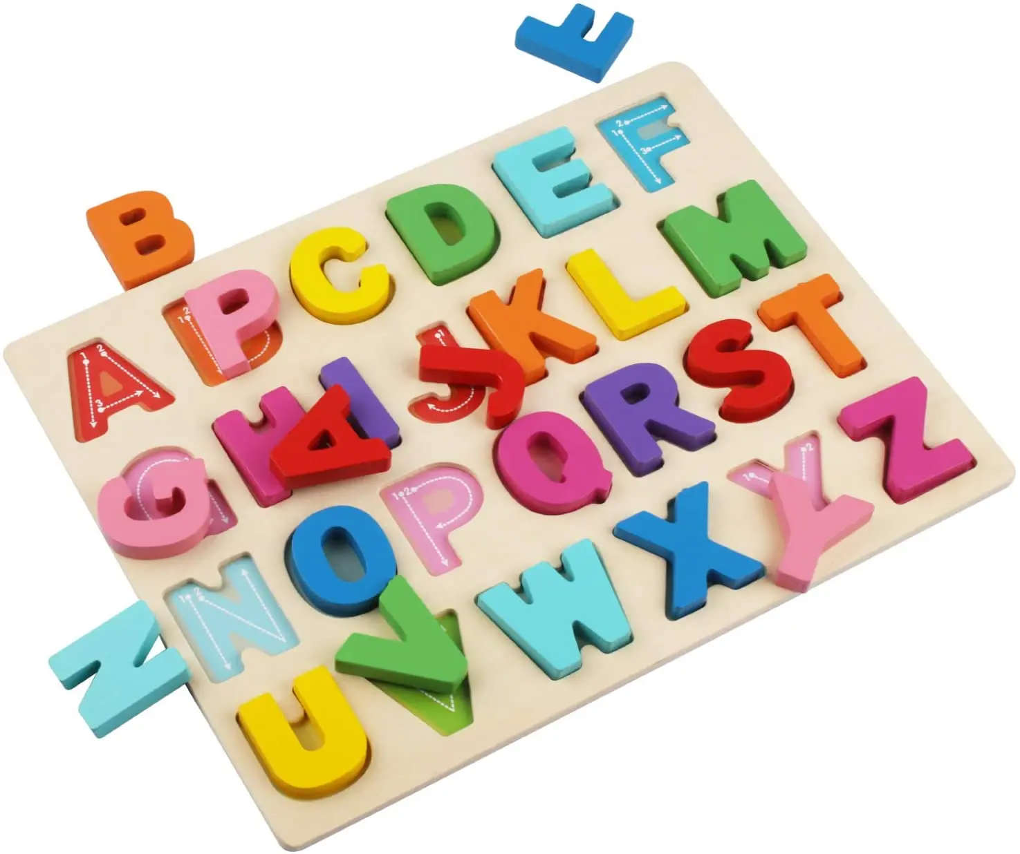 Wooden Alphabet Puzzles Abc Upper Case Letter And Number Puzzle Wood ...