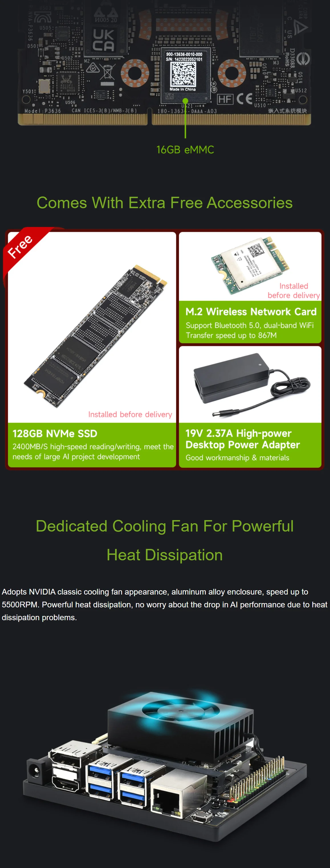 Jetson TX2 NX Orin Nano16GB EMMC Development High-Quality Carrier Board Kit AI Core Module Deep ...