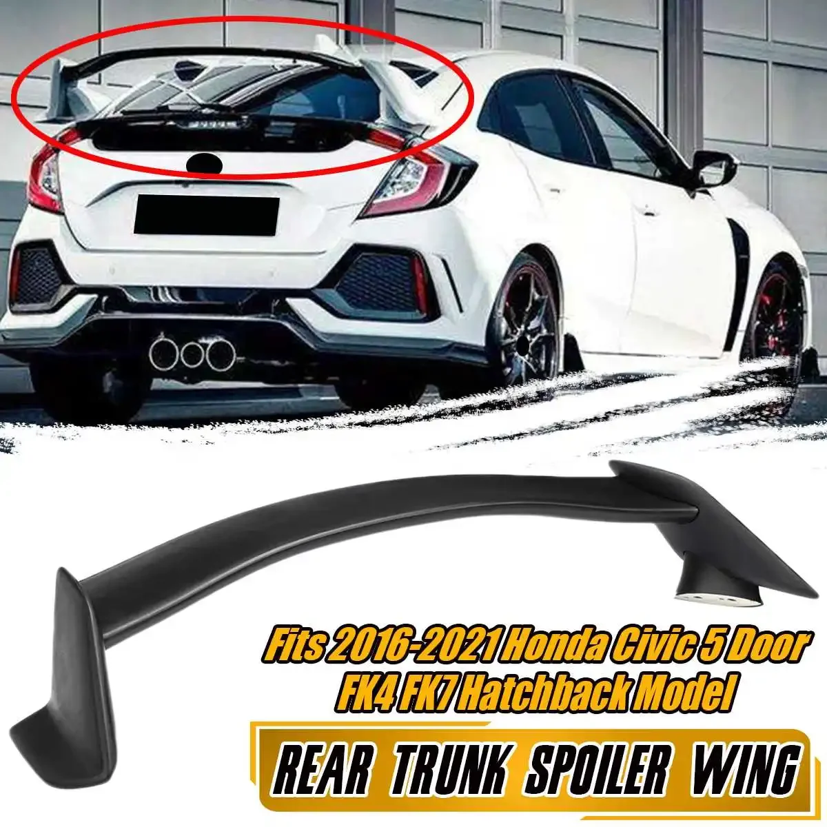 FK4 FK7 Car Rear Spoiler Wing Lip Extension for Honda Civic 5 Door FK4 FK7 Hatchback 2016-2021 ...
