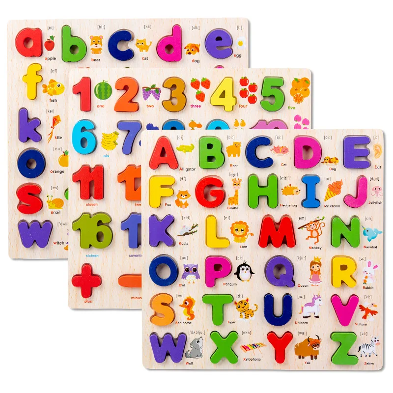 Ts Wooden Digital Alphabet Jigsaw Puzzle Children's Educational Wooden ...