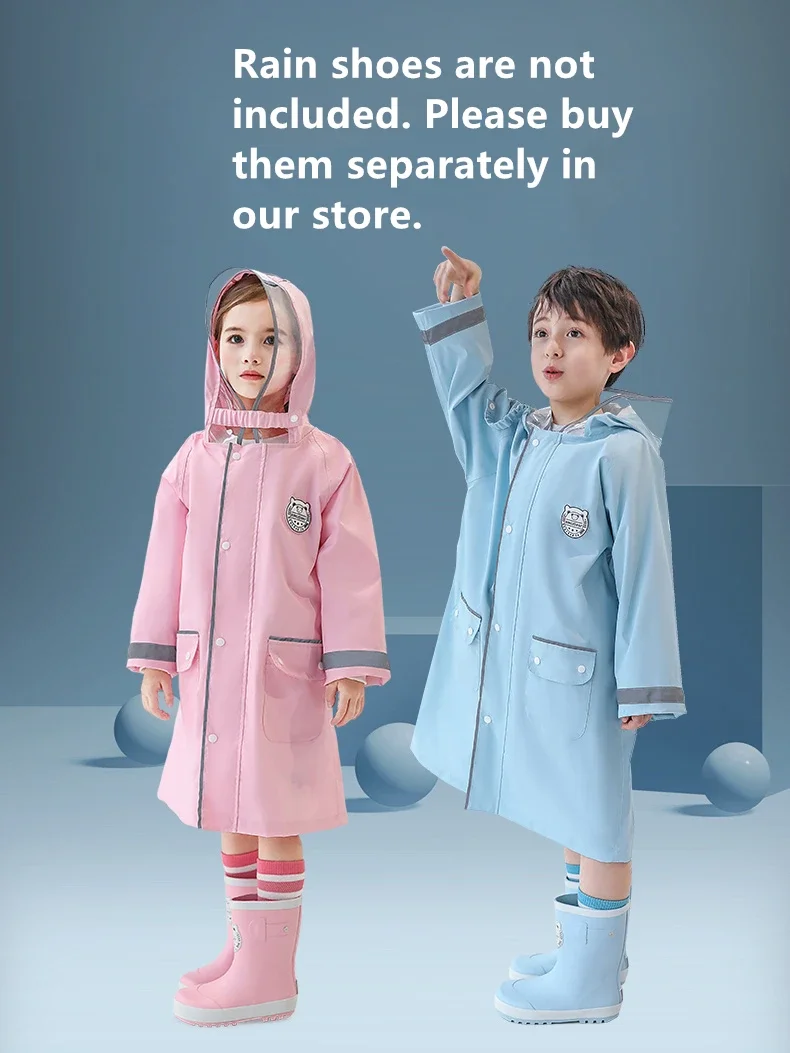 4-20 Years Old Kids Hooded Jacket Children Girl Boy Raincoat Middle School Student Poncho Very ...