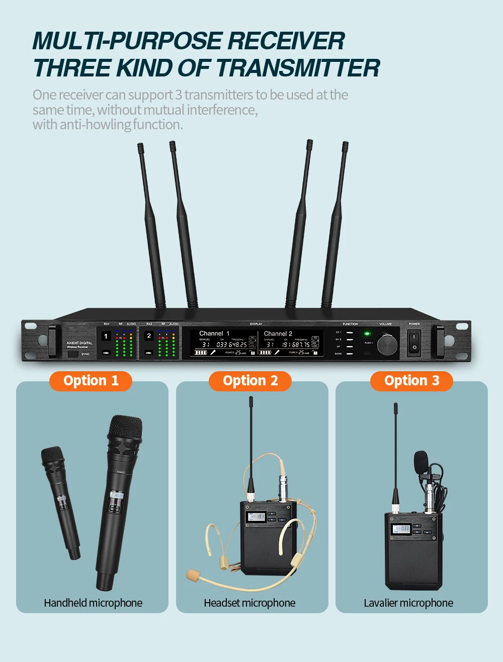 Ad4d Digital Uhf Wireless Stage Microfonoe True Diversity Dual Channel Mic Ksm8 Handheld ...