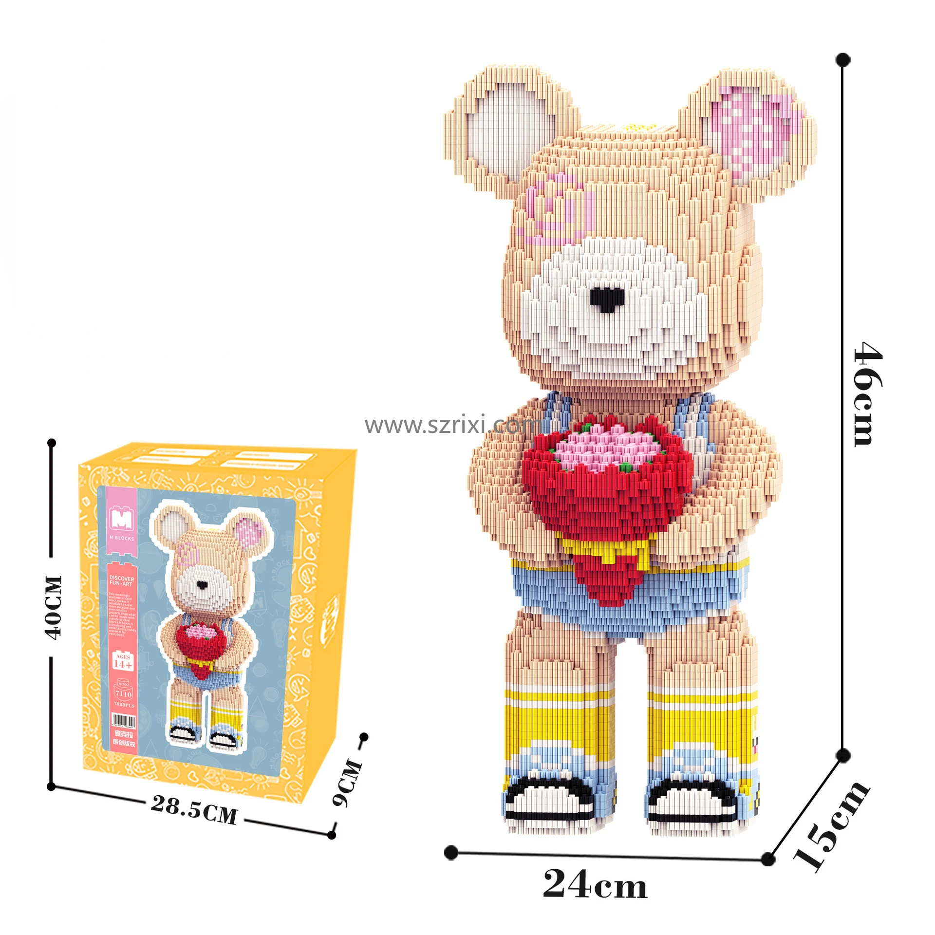M Giant Fluid Violence Bear Series M7110 Flower Bear Interlocking Series Building Blocks Sets ...