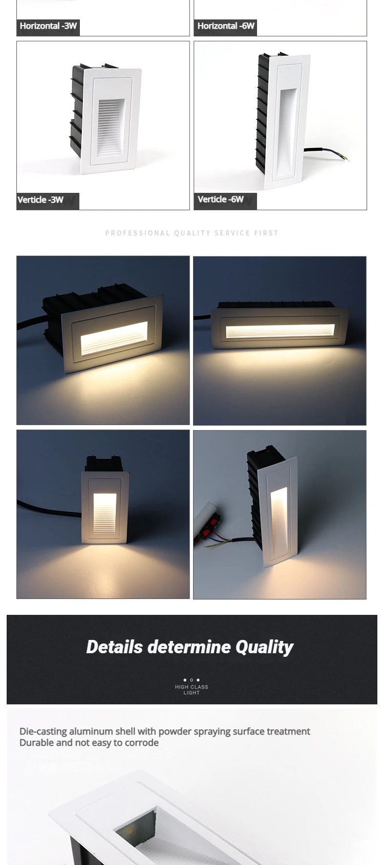 3w/6w Led Wall Lamp Waterproof Ip65 Recessed Led Steplight Outdoor For Hotel Villa Crosswise ...