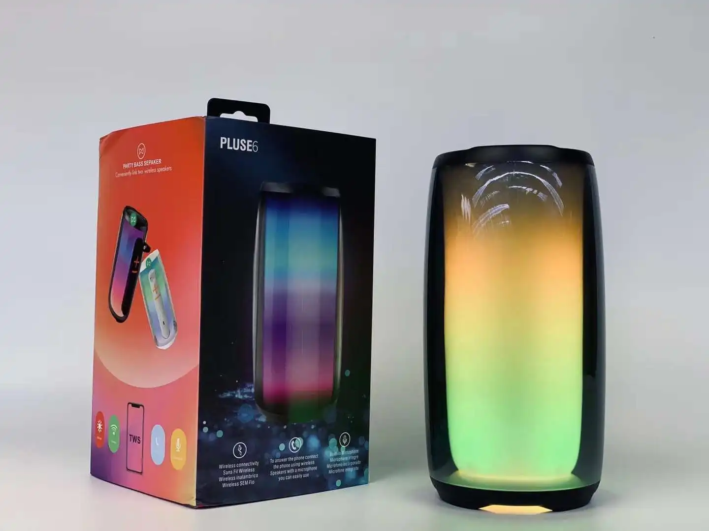 2023 Pulse6 GRB Wireless Speaker Pulse 5 LED Flash Light Waterproof Speaker Pulse 6 Booms Box ...