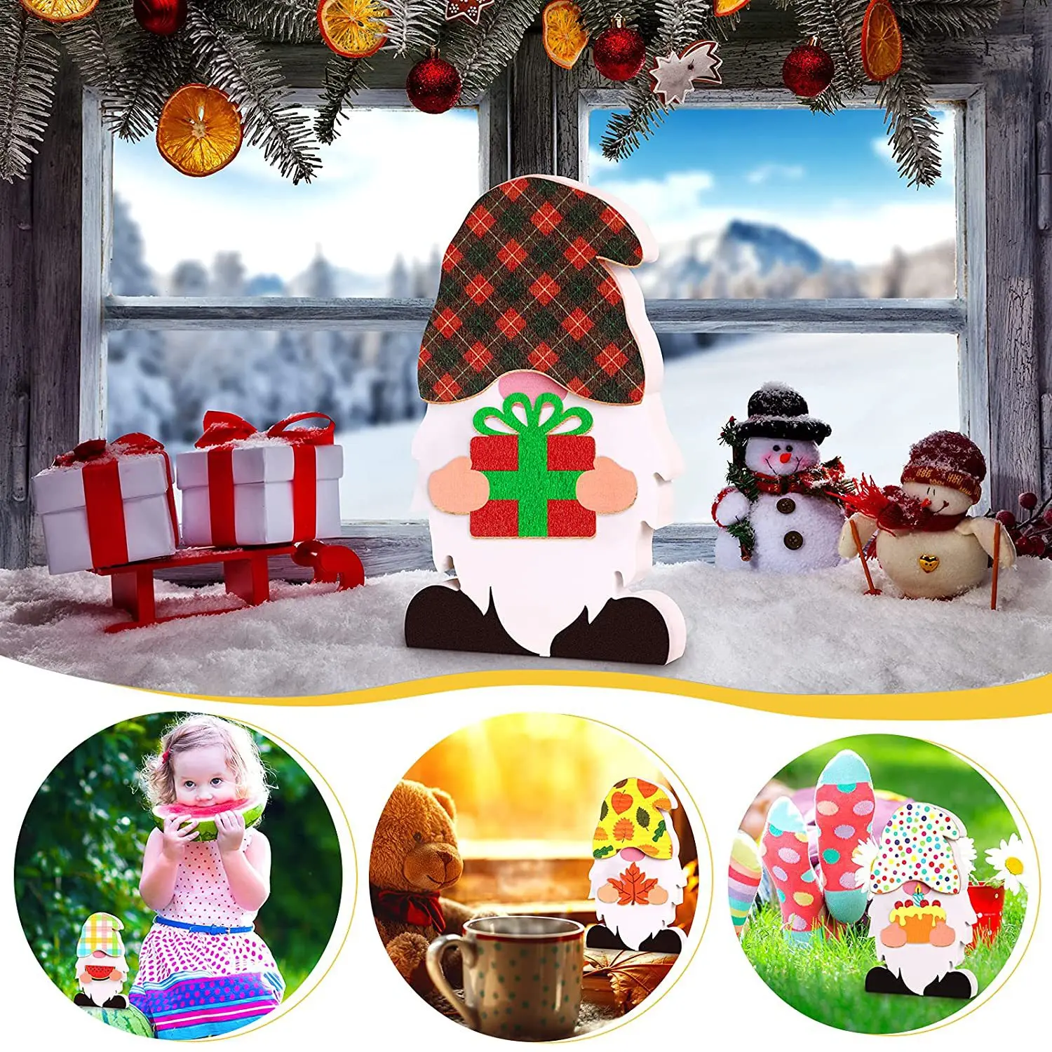 DIY Wooden Gnome with Detachable Magnet Patches