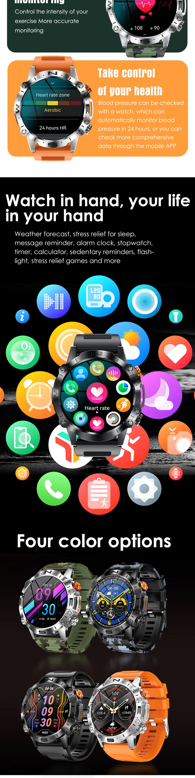 K59 Amoled Smart Watch With 1.43 Inch Screen Bt Call Heart Rate Blood Oxygen Monitor Sports ...