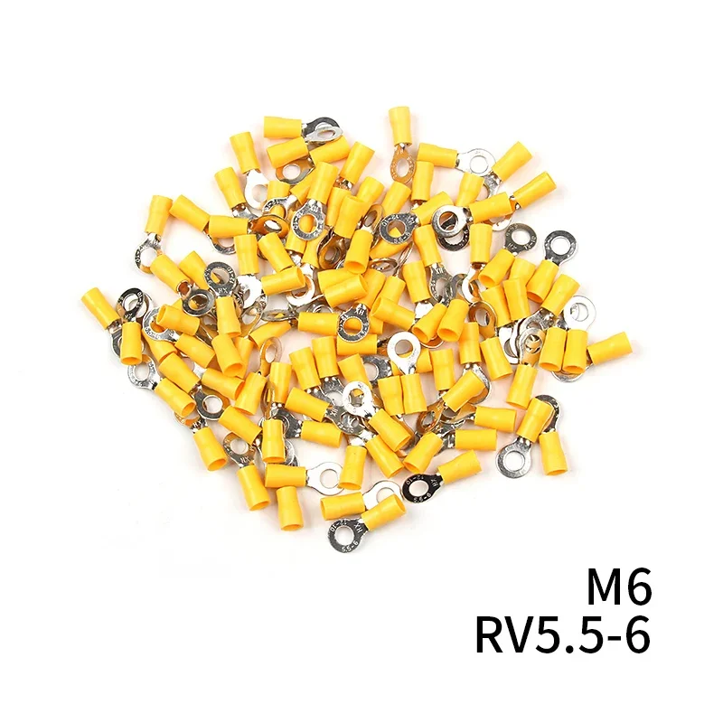 1pcs RV5.5-4 RV5.5-5 RV5.5-6 RV5.5-8 RV5.5-12 Insulated Yellow Ring Terminals Wire Cable ...