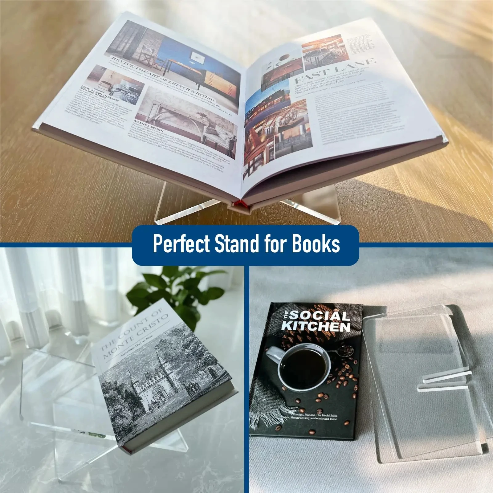 Acrylic Book Holder In Open Large Book Display Stand For Cookbook Art Book Bible Guest Book ...
