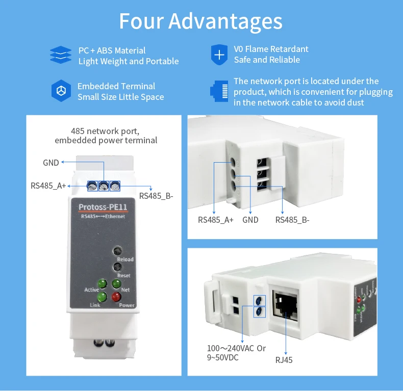 Packboxprice Din-rail Serial Port Rs485 To Ethernet Converter Iot Device Server Protoss-pe11 ...