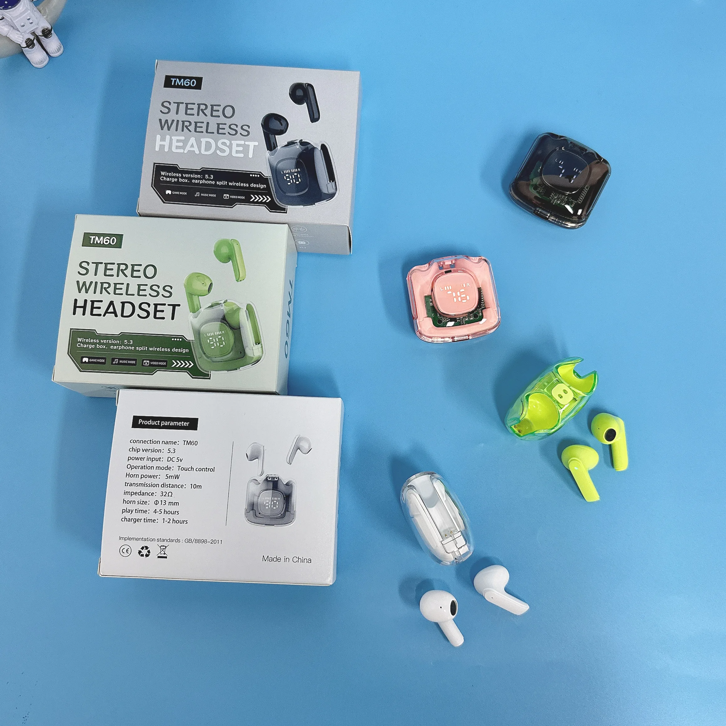 TM60 TM50 TM30 TM20 Stereo Earbuds - Fast Charging & IPX-6 Waterproof