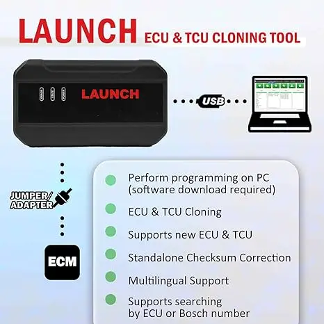 Launch 2024 X431 ECU & TCU Programming Clone Tool Bench Programmer With Checksum Correction Anti ...