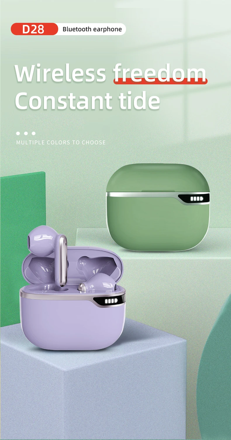 D28 Tws Wireless Headphones Bluetooth 5.2+edr Earphones Active Noise Reduction Hifi Sound ...