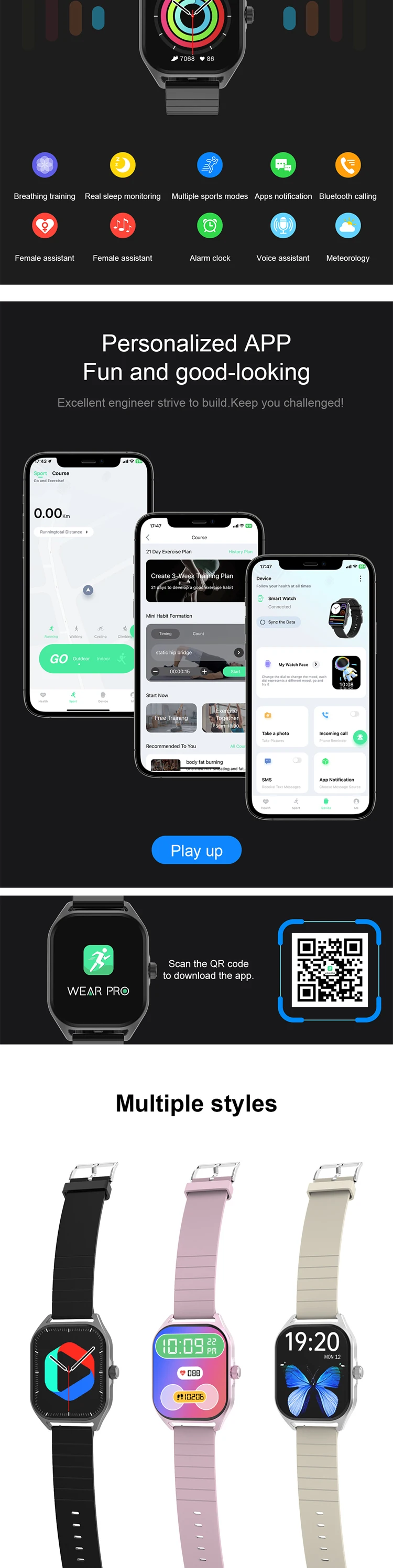 New Dt99 Smart Watch,2.04inch 368*448 Amoled Screen Bt Call Compass Female Health Games ...