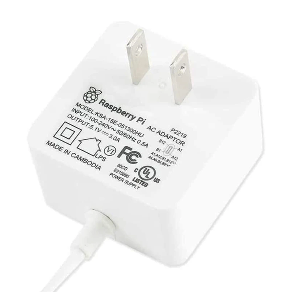 Raspberry Pi 4 Official Power Supply 15.3w Usb-c Adapter 5.1v 3a Charger For Raspberry Pi 4 ...