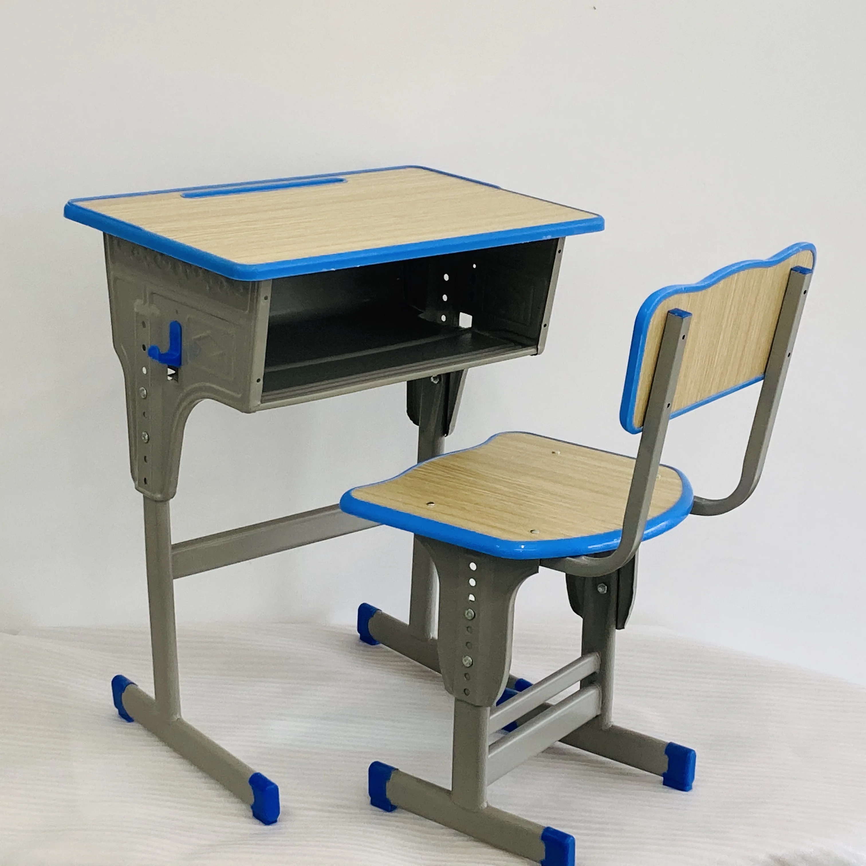 High Quality School Furniture Student Reading Study Metal Frame Classroom Single Desk And Chair ...