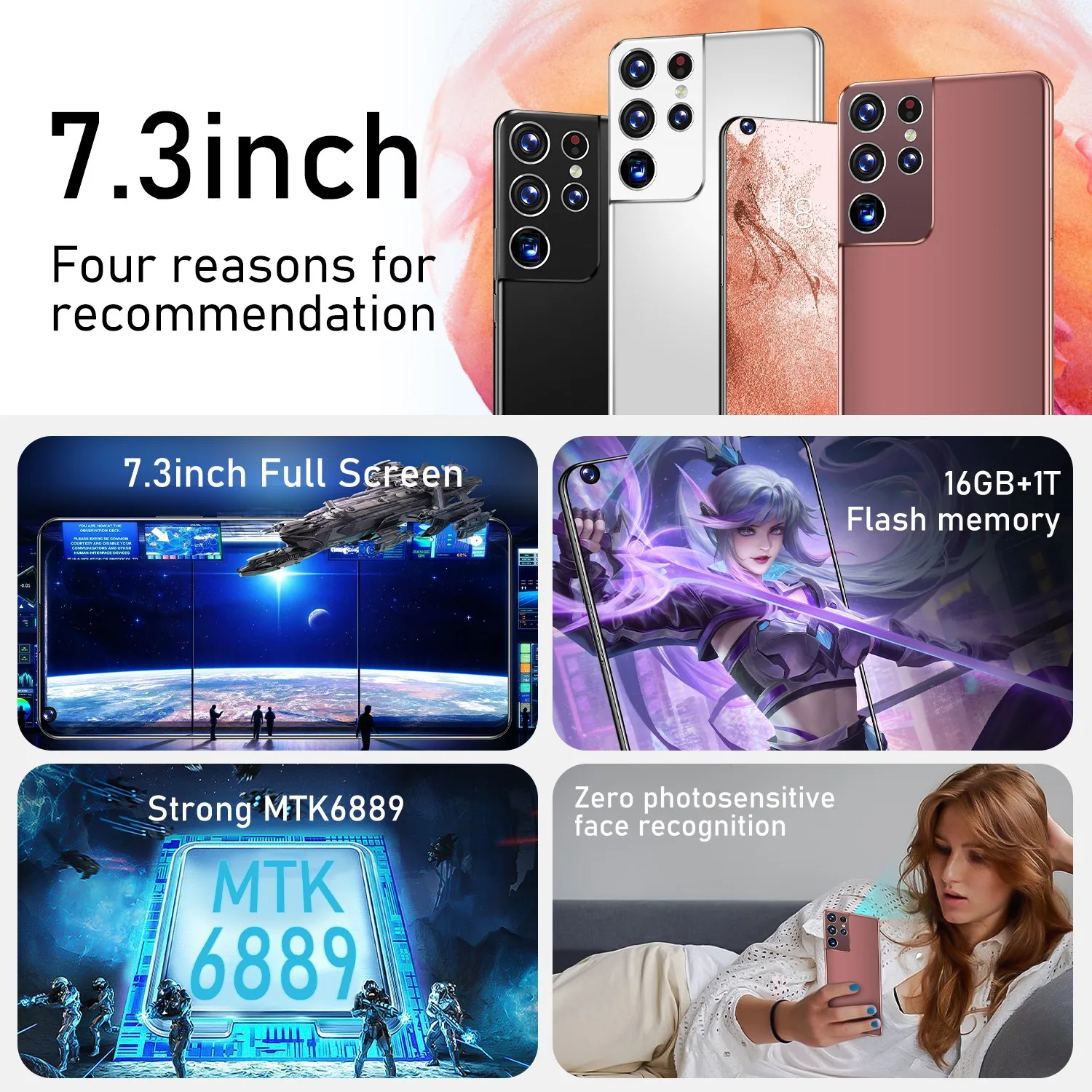 2022 New Galaxy S22 Ultra 5g Phone 7.3 Inch 16gb + 1tb Android Smartphone Android 12.0 Oem ...