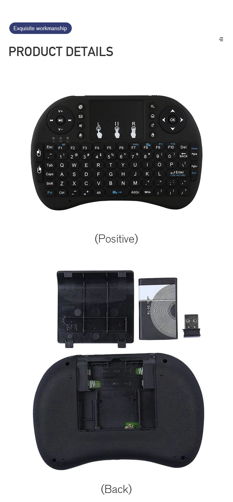 I8 Remote Usb Backlit Multitouchpad 2.4g Mini Wireless Keyboard With Touchpad Backlight For ...