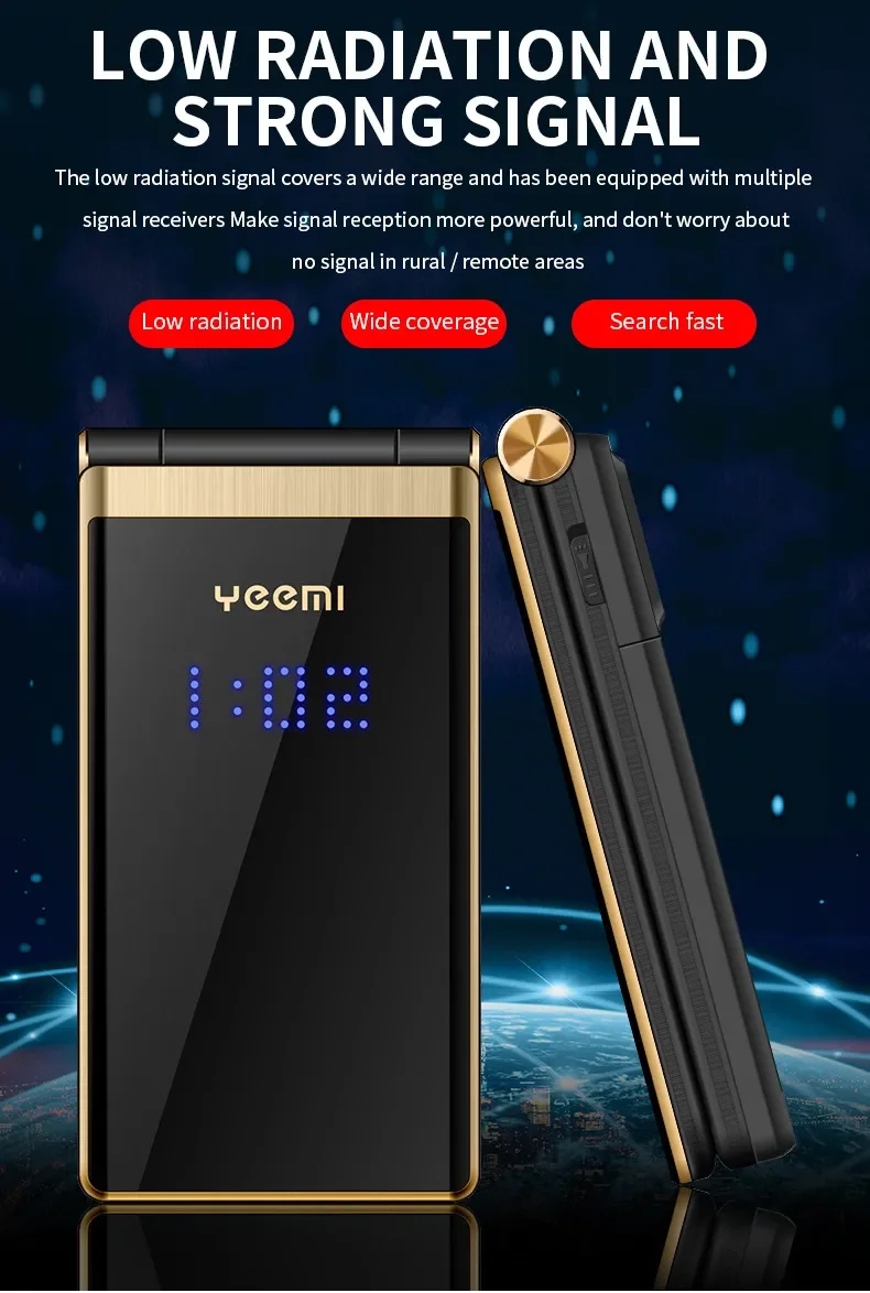 YEEMI M2-C Flip Mobile Phone - Elderly-Friendly 2G Dual SIM