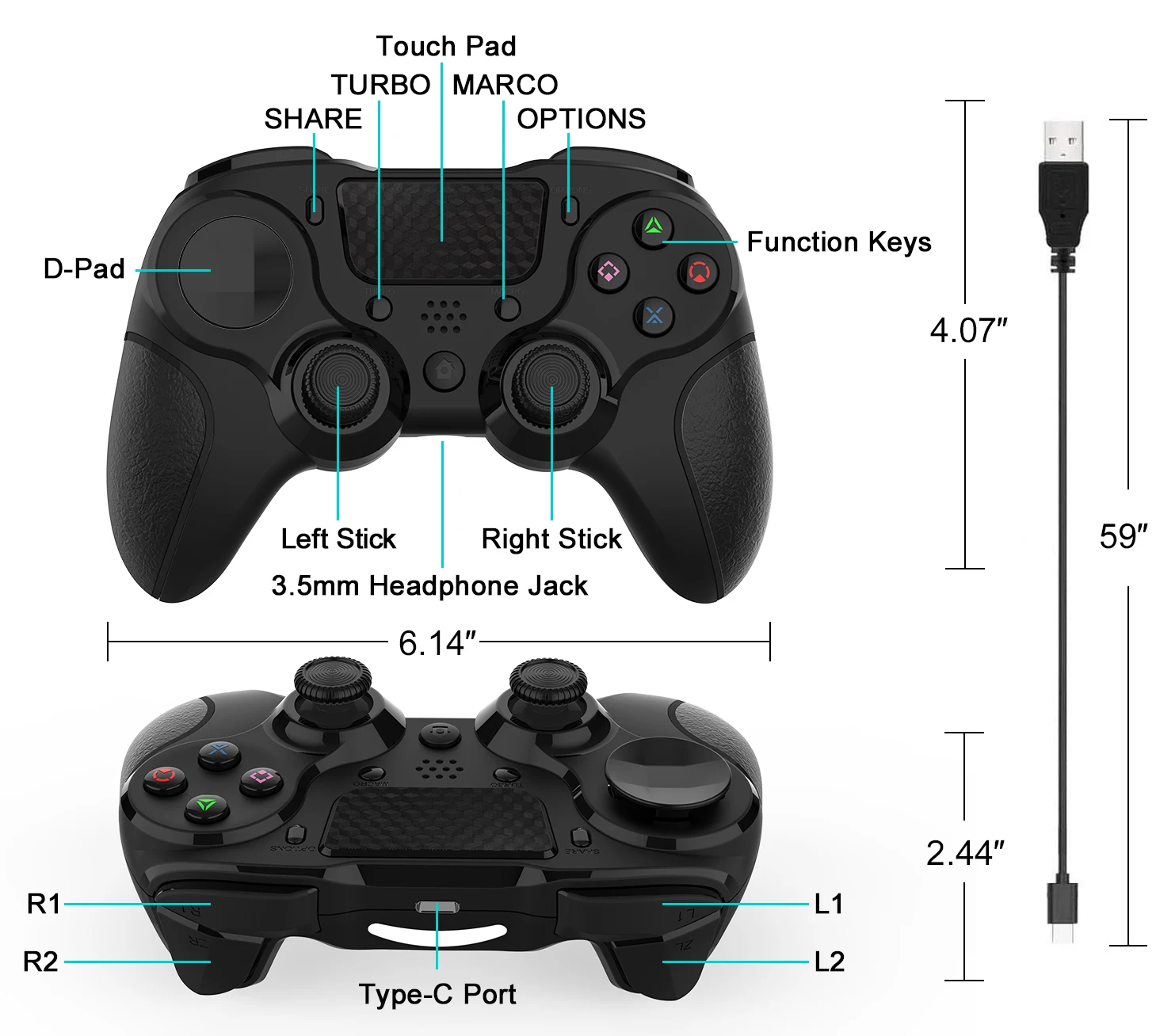 Control Para Celular Gaming For Ps4 Game Controller Game Pad Mobile Controller For Ps4/pc(steam ...