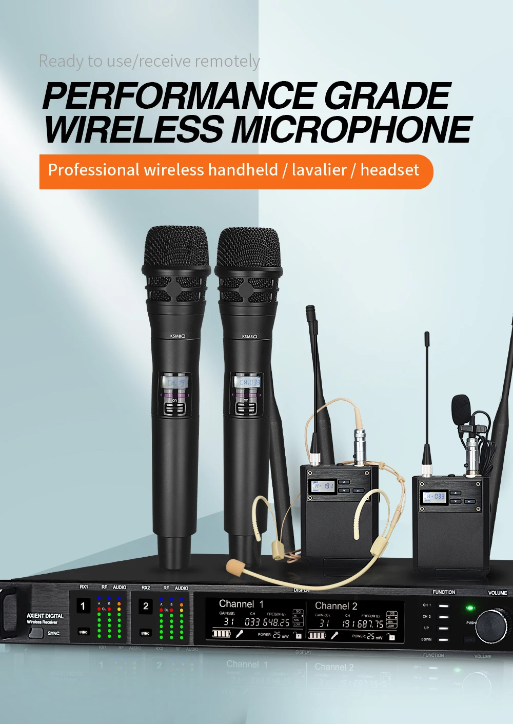Ad4d Digital Uhf Wireless Stage Microfonoe True Diversity Dual Channel Mic Ksm8 Handheld ...