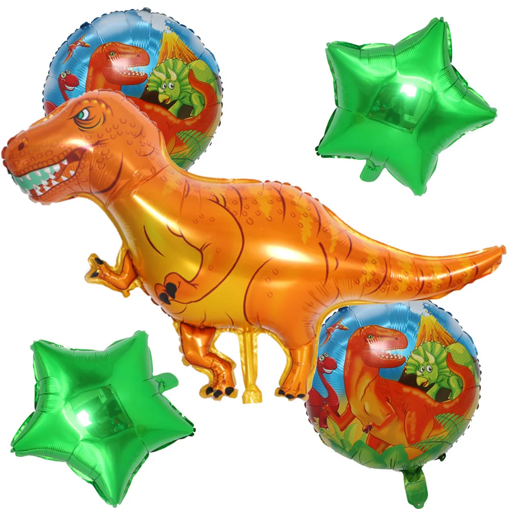 Dinosaur Party Decorations Gold Roar Dinosaur Foil Balloons With White Green Gold Latex Balloons ...