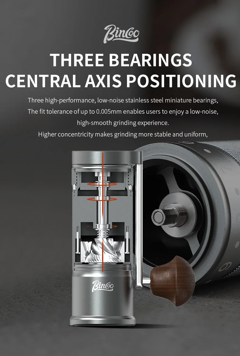 BINCOO Coffee Bean Grinder - Manual & Adjustable CNC Steel Core