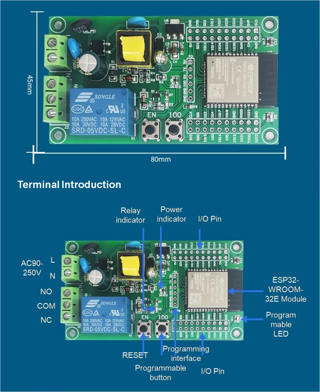 1/2/4/8 Channel ESP32 WIFI BLE Relay Module AC90-250V/DC5-30V Power Supply ESP32-WROOM-32E ...